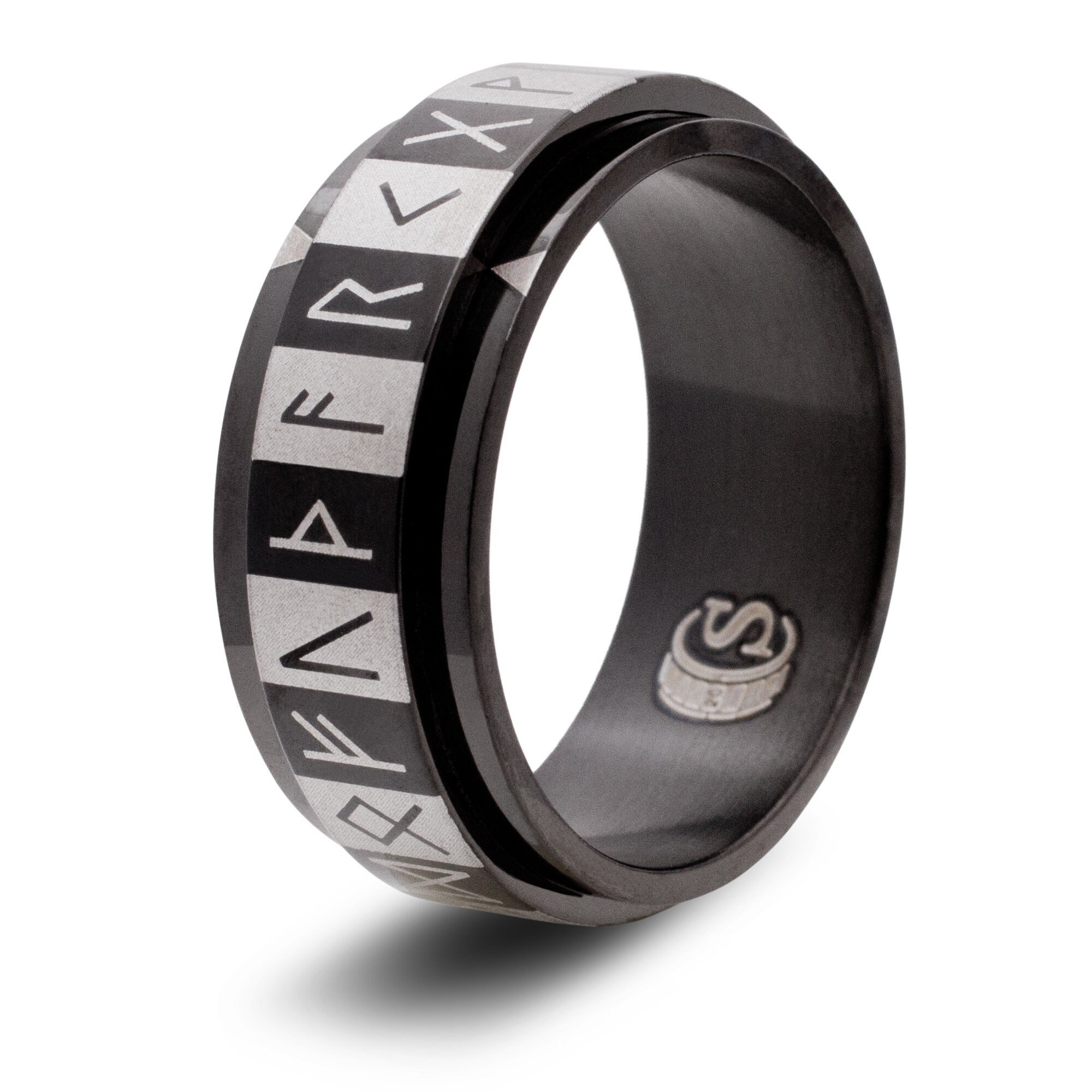 Elder Futhark Runes Ring Spinner Ring Gold Black Rainbow or - Etsy
