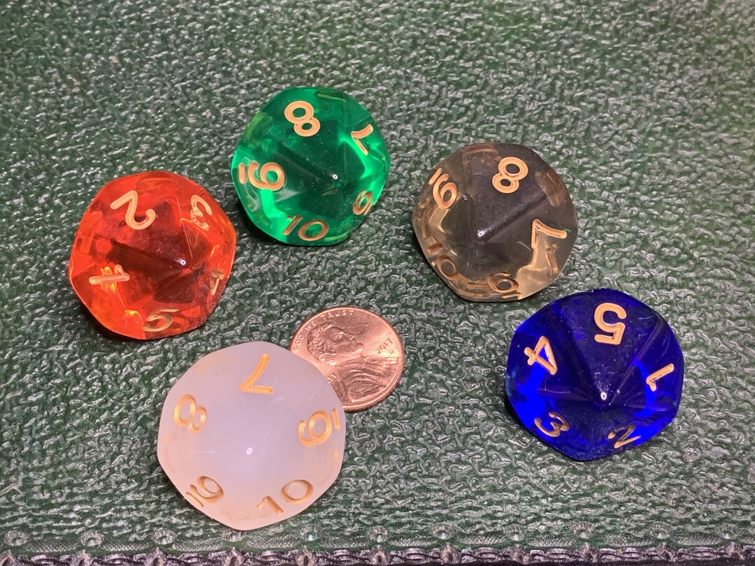 20mm Countdown D10 (ten Sided) Dice 5 Color Set - RPG Tool Tabletop ...