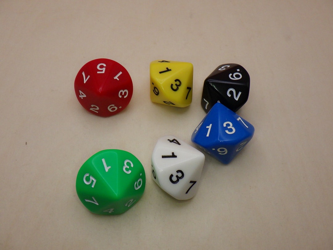 Assorted D10 = 1-5 X2 Dice Opaque Set of 6 - RPG Tool Tabletop Roleplay ...