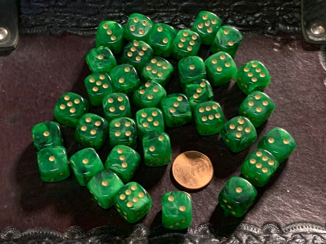 Vortex Green D6 Dice Set – Gold Numbered, 36 Pieces (12mm) - Etsy