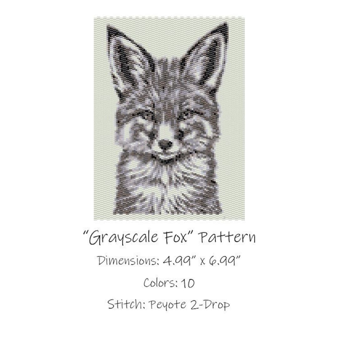 Grayscale Fox Beaded Tapestry Pattern - Peyote 2 Drop - Etsy