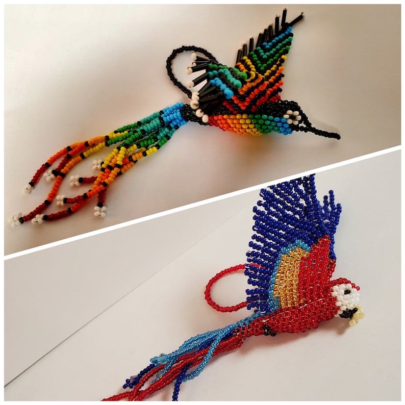 Beaded Hummingbird black Rainbow and Beaded Scarlet Macaw Patterns ...