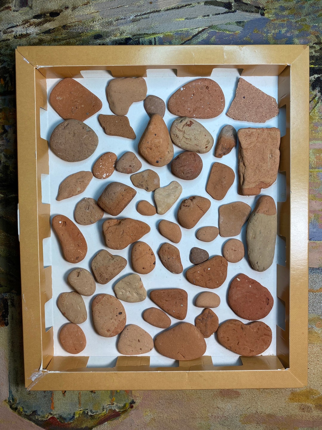 Red Brick Pebbles Stone Set of 55 Pcs Beach Stone Bulk Sea Stone for ...