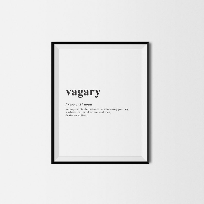 Vagary/definition/definition Print/dictionary Print/printable Wall Art ...