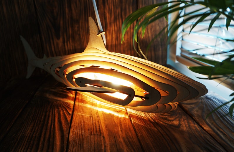 Wooden Shark Lamp Wooden Night light lamp Wooden Shark | Etsy