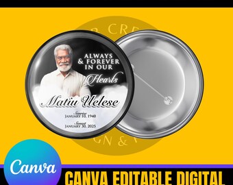 Editable Skyblue + Cross/dove Memorial Button Template | Canva RIP ...