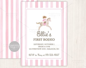 Printable My First Rodeo First Birthday Party Invitation Template ...