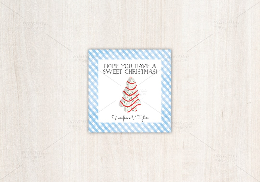 Christmas Tree Cake Gift Tags Printable Editable - Etsy