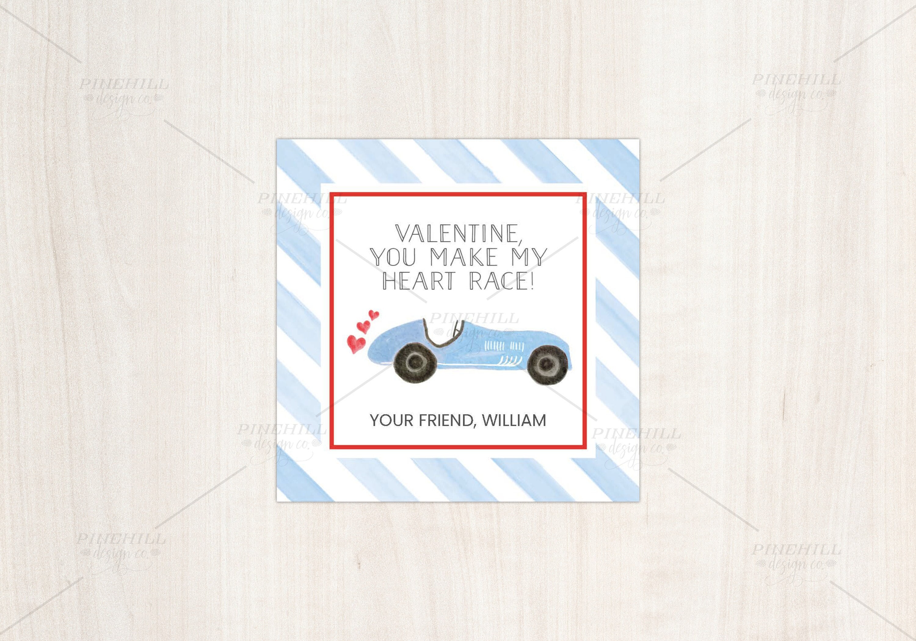 Racecar Valentine Tags Printable Editable - Etsy