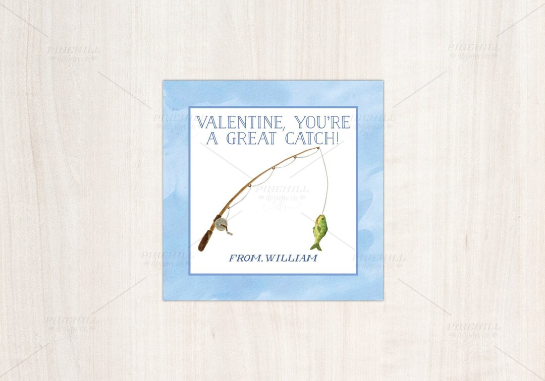 Great Catch Fishing Valentine Tags Printable Editable - Etsy