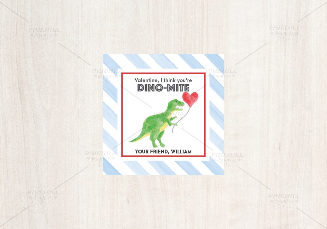 Dinosaur Valentine Tags Printable Editable - Etsy