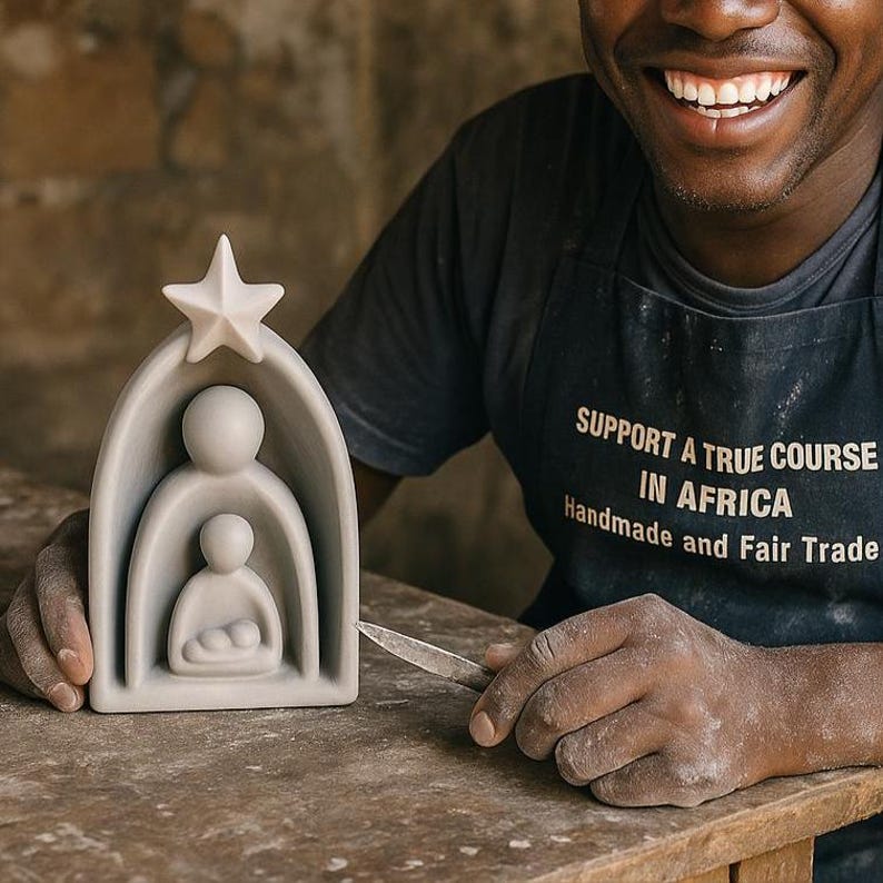 Grey Natural Soapstone Nativity - Etsy