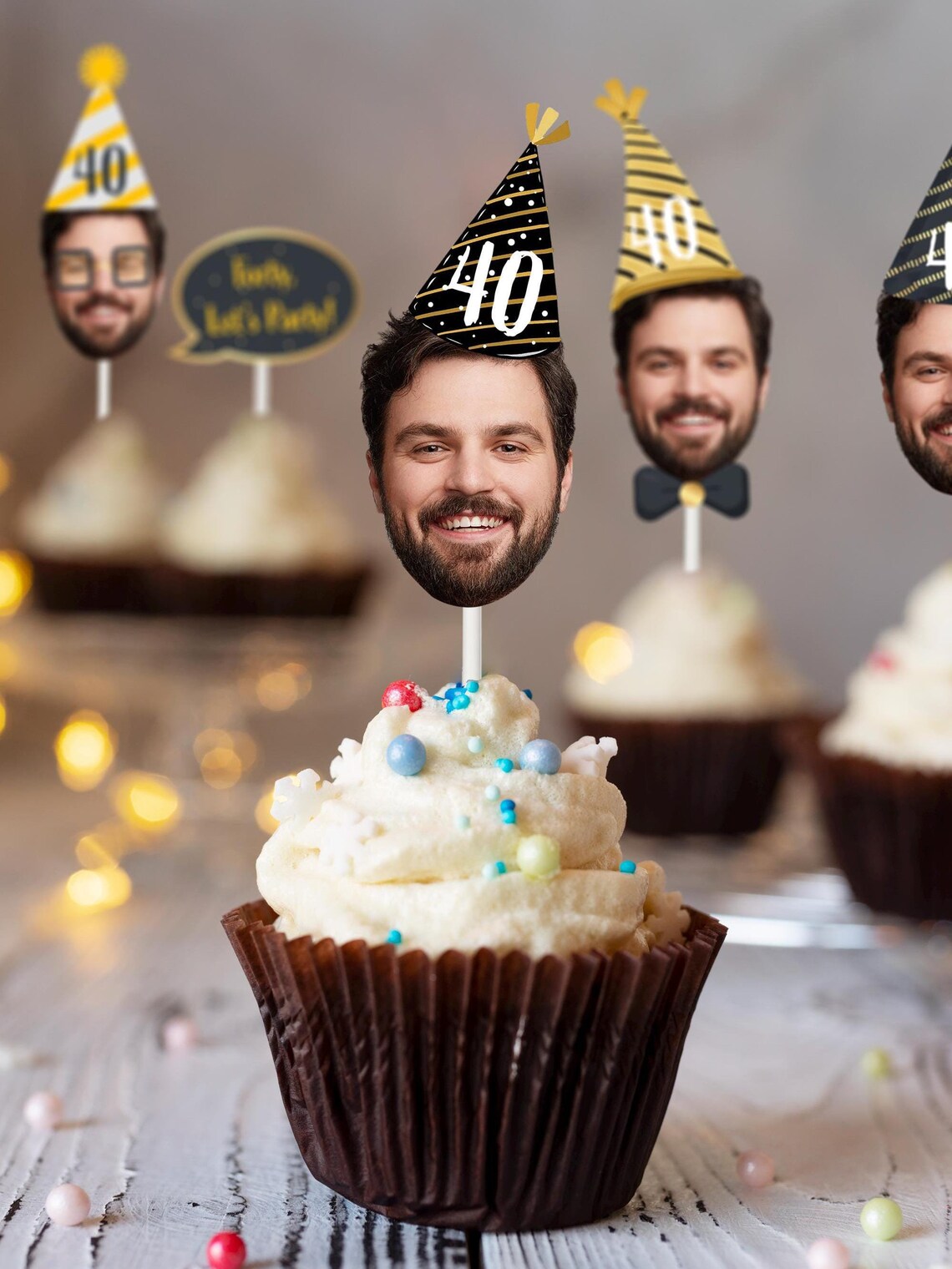 Funny Custom Men's Head Cake & Cupcake Toppers | 6 Unique Designs ...