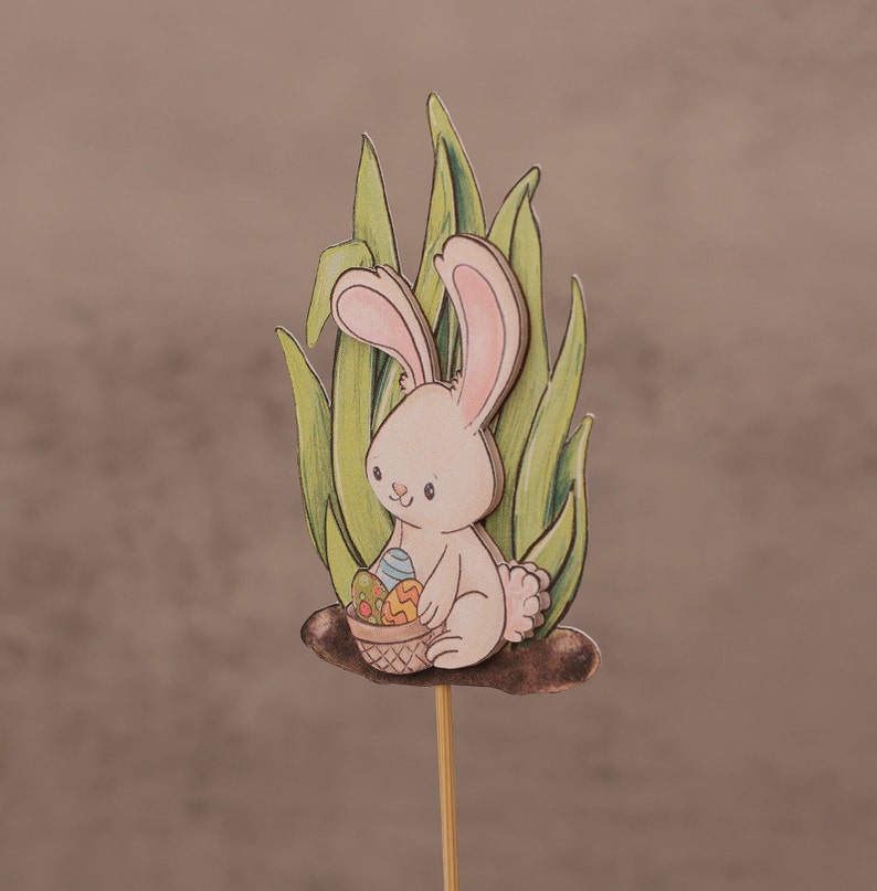 Handcrafted Matte Double-sided Easter Bunny Cupcake Toppers With Bonus ...