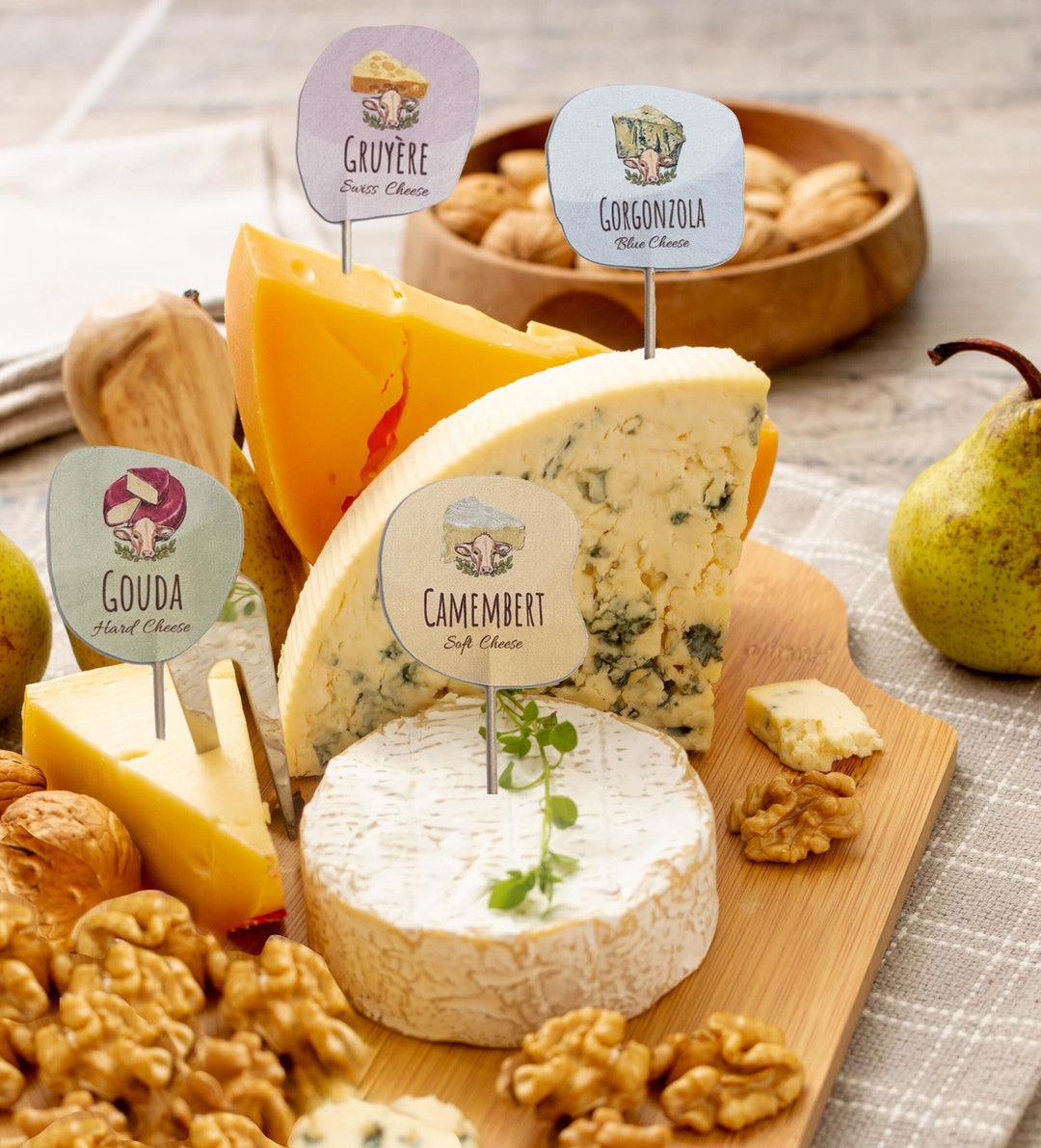 Handmade Cheese Board Tags – Double-sided Cheese Labels for 9 Common ...