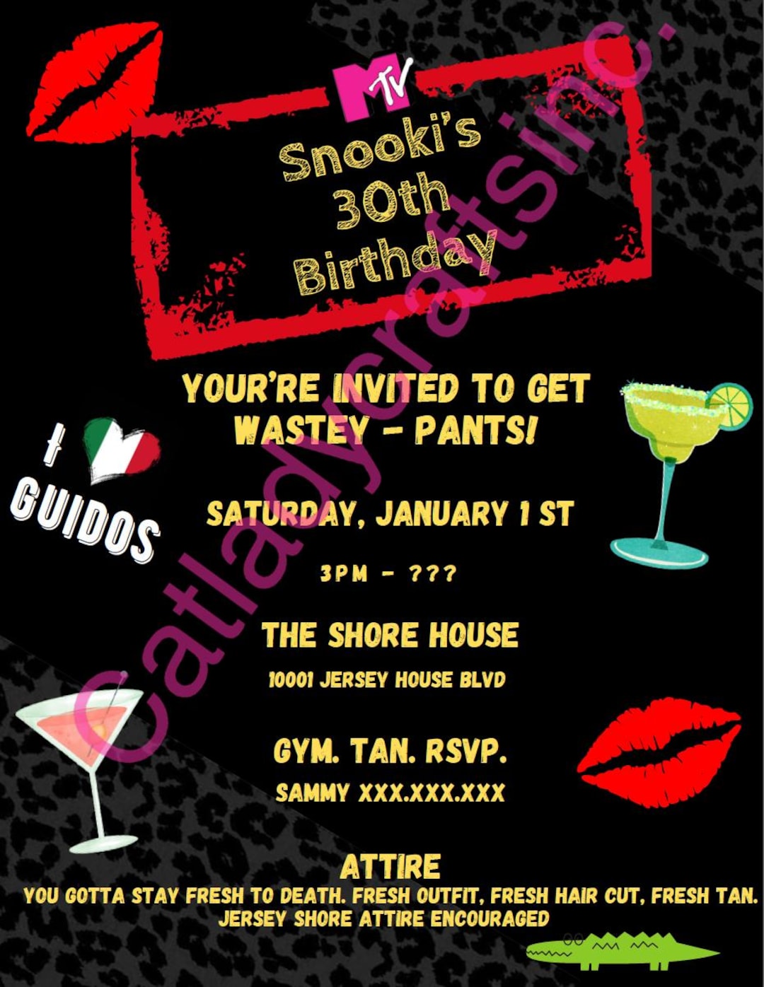 Jersey Shore Birthday Invitation, Snooky, Birthday Party, Jersey - Etsy