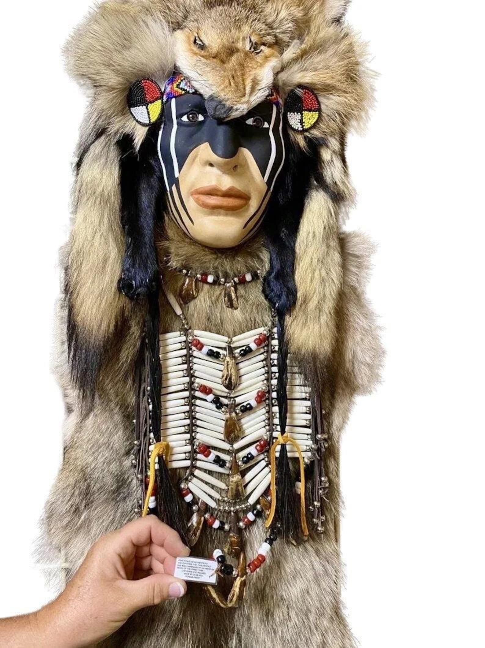 Cheyenne Soldier Tribal Face Mask, Native American Handcrafted Art 4ft ...