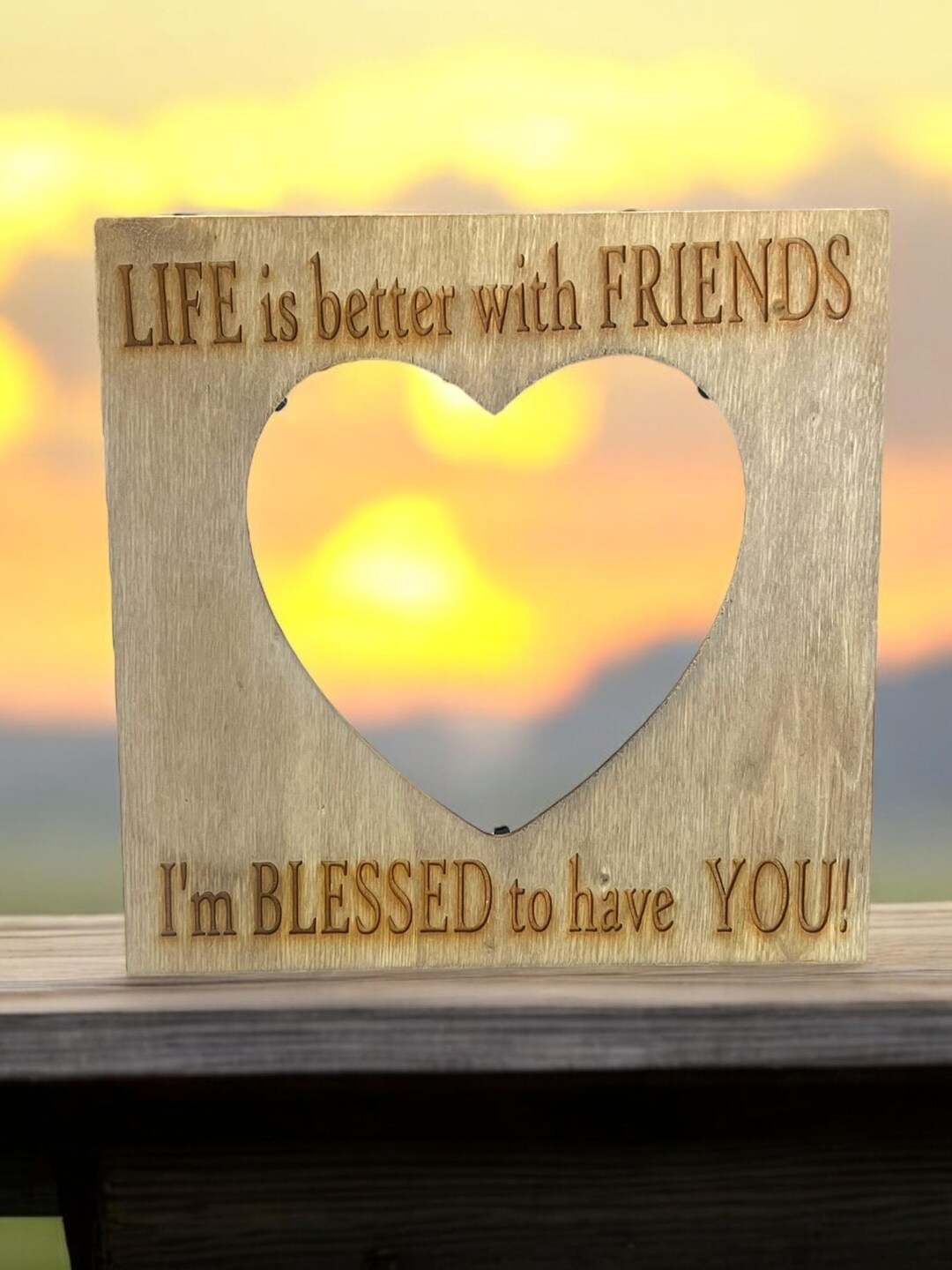 Heart-shaped Wooden Engraved Picture Frame (6x6) – Friendship ...