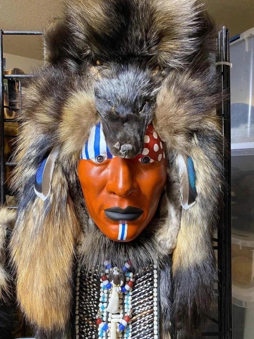 Southern Paiute Tribal Face Mask, Native American Handcrafted Art 4ft ...