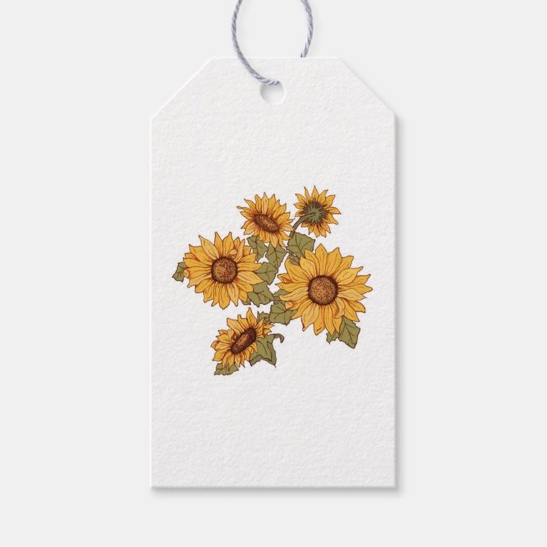 Sunflower Botanical Gift Tags. Beautiful Unique Botany Watercolour Gift ...
