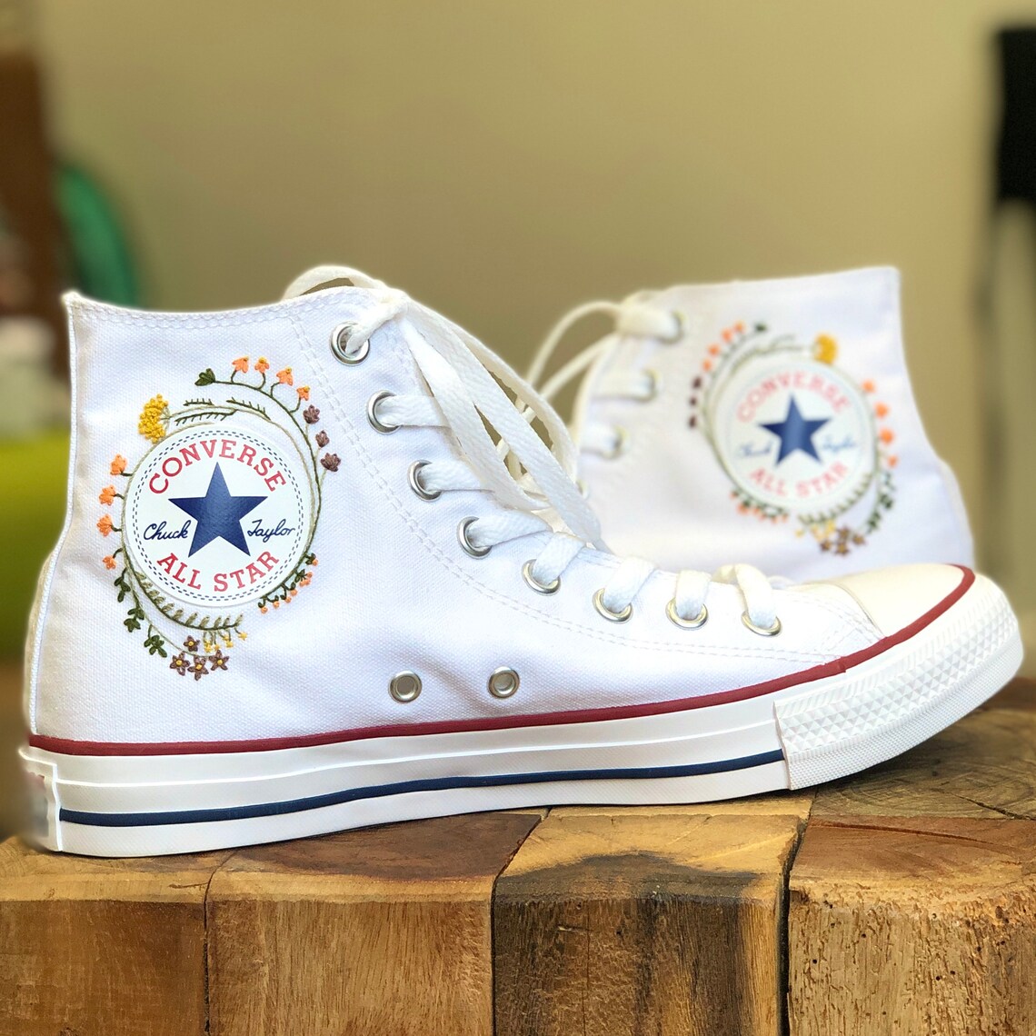 Custom Converse Chuck Taylor Embroidered Flower Logo | Etsy UK