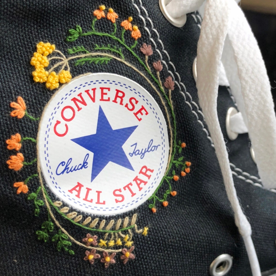 Custom Converse Chuck Taylor Embroidered Flower Logo | Etsy