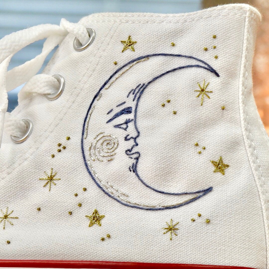 Embroidered Sun Moon Celestial Converse High Tops - Etsy