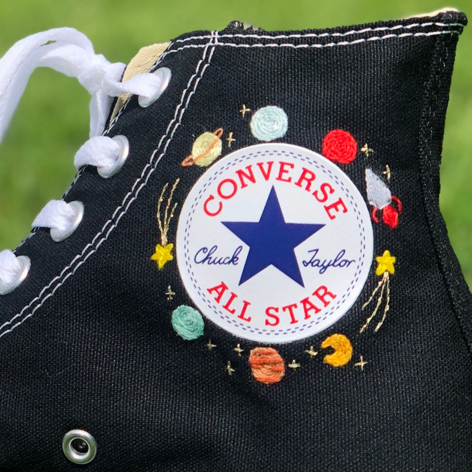 Custom Woman Chuck Taylor Converse Embroidered Space Galaxy | Etsy