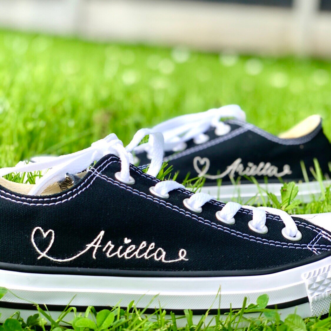 Custom hand embroidered personalised name Converse | Etsy