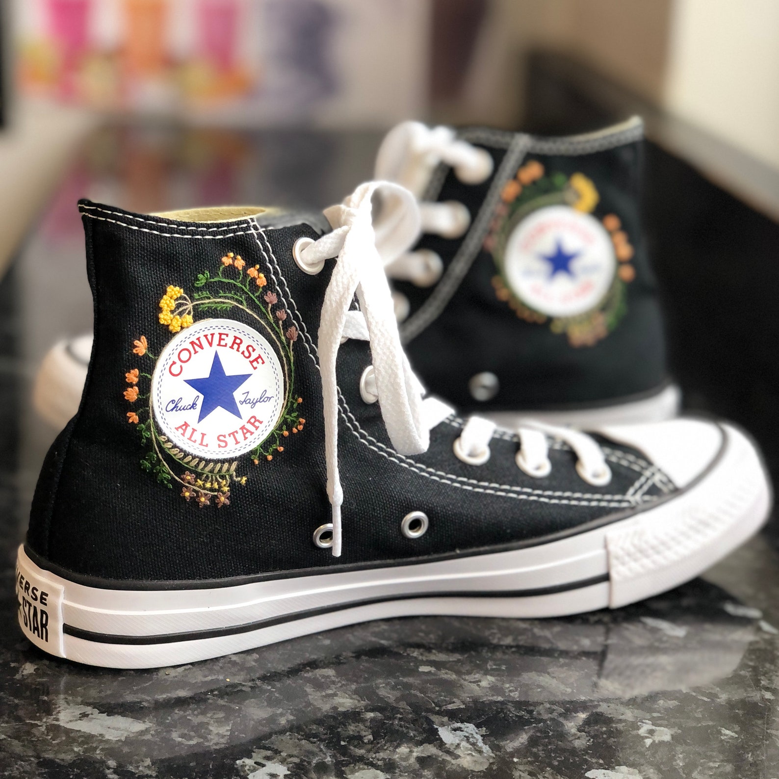 Custom Converse Chuck Taylor Embroidered Flower Logo | Etsy