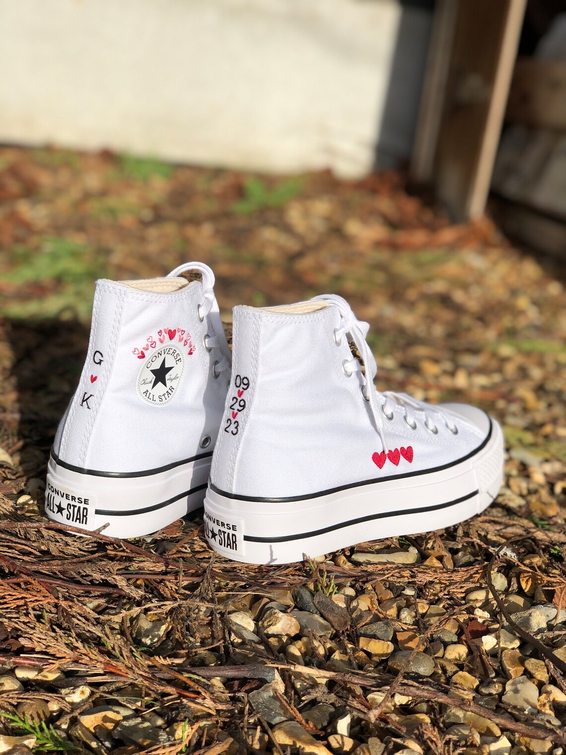 Hand Embroidered Wedding Converse Platform High Tops - Etsy