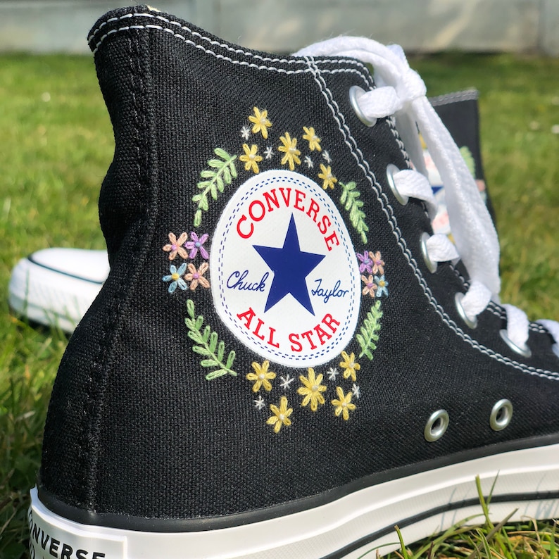 Custom Converse Chuck Taylor Embroidered Flower Logo - Etsy