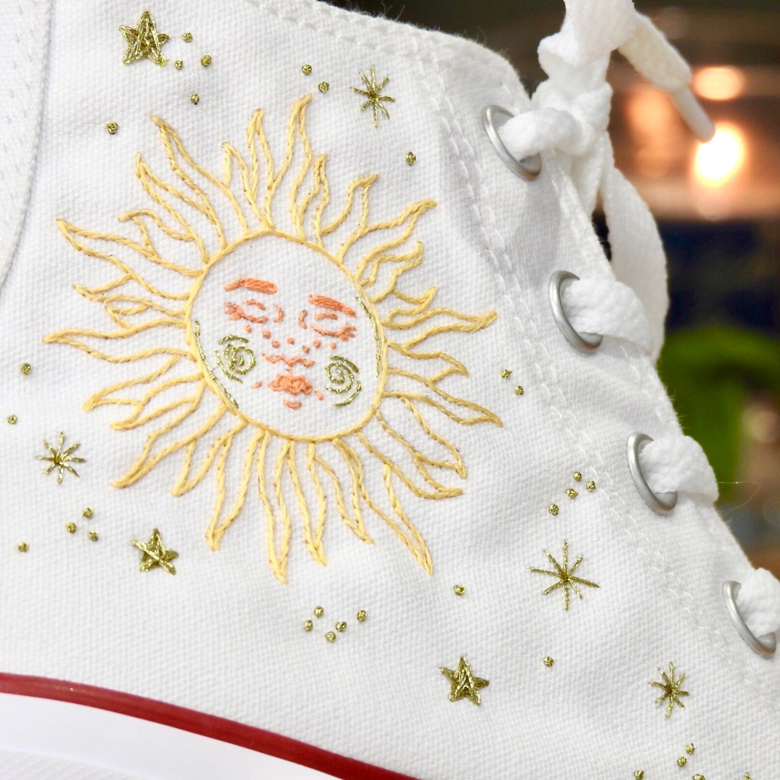 Embroidered Sun Moon Celestial Converse High Tops - Etsy