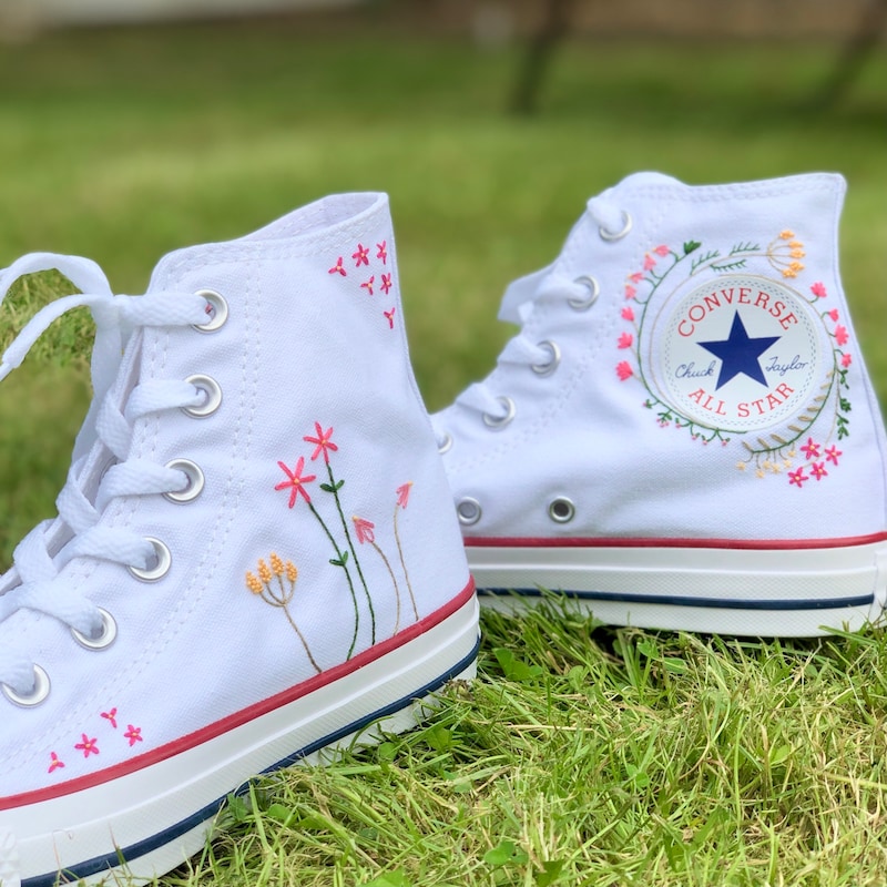 Embroidered Converse - Etsy