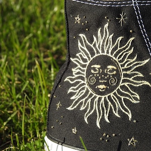 Embroidered Sun Moon Celestial Converse High Tops - Etsy