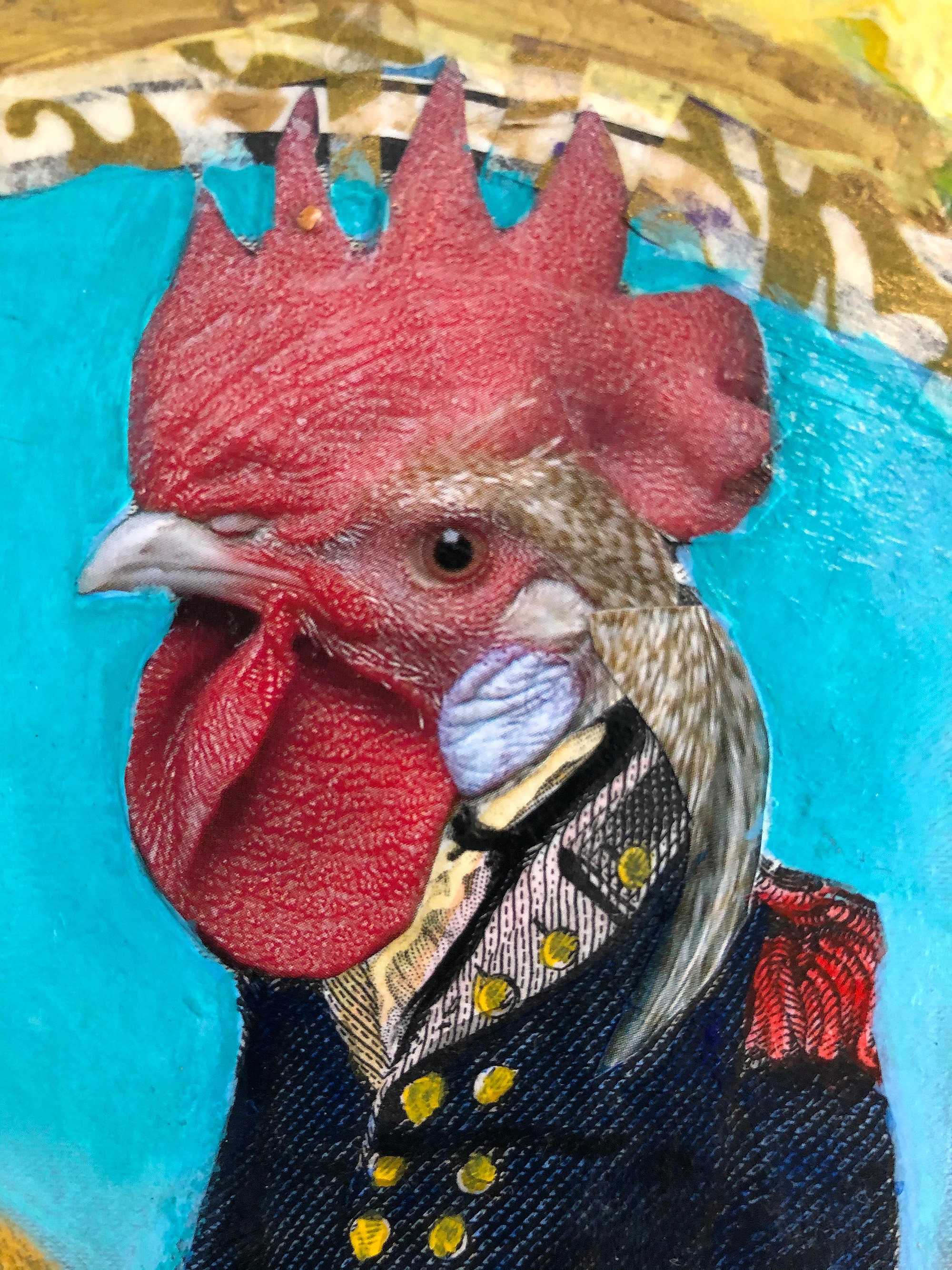 Chicken Mixed Media Acrylic Original Painting Revolutionary War ...
