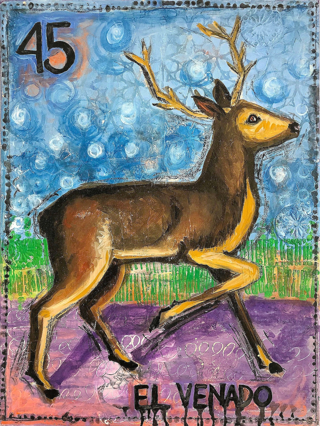 Deer, El Venado Mexican Loteria Original Painting - Etsy