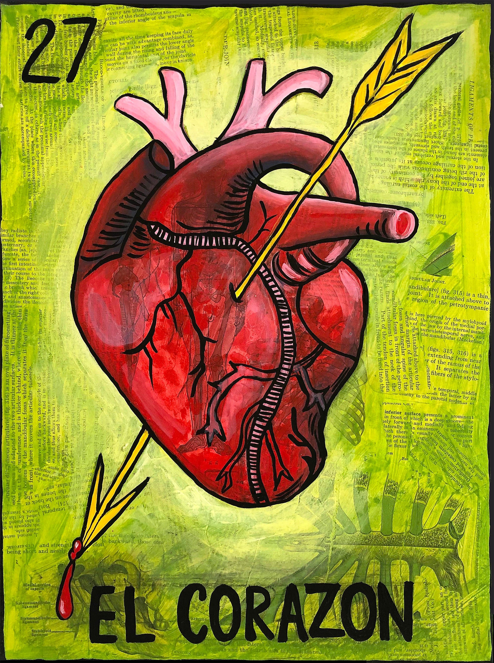 El Corazon Mexican Loteria Original Painting - Etsy UK