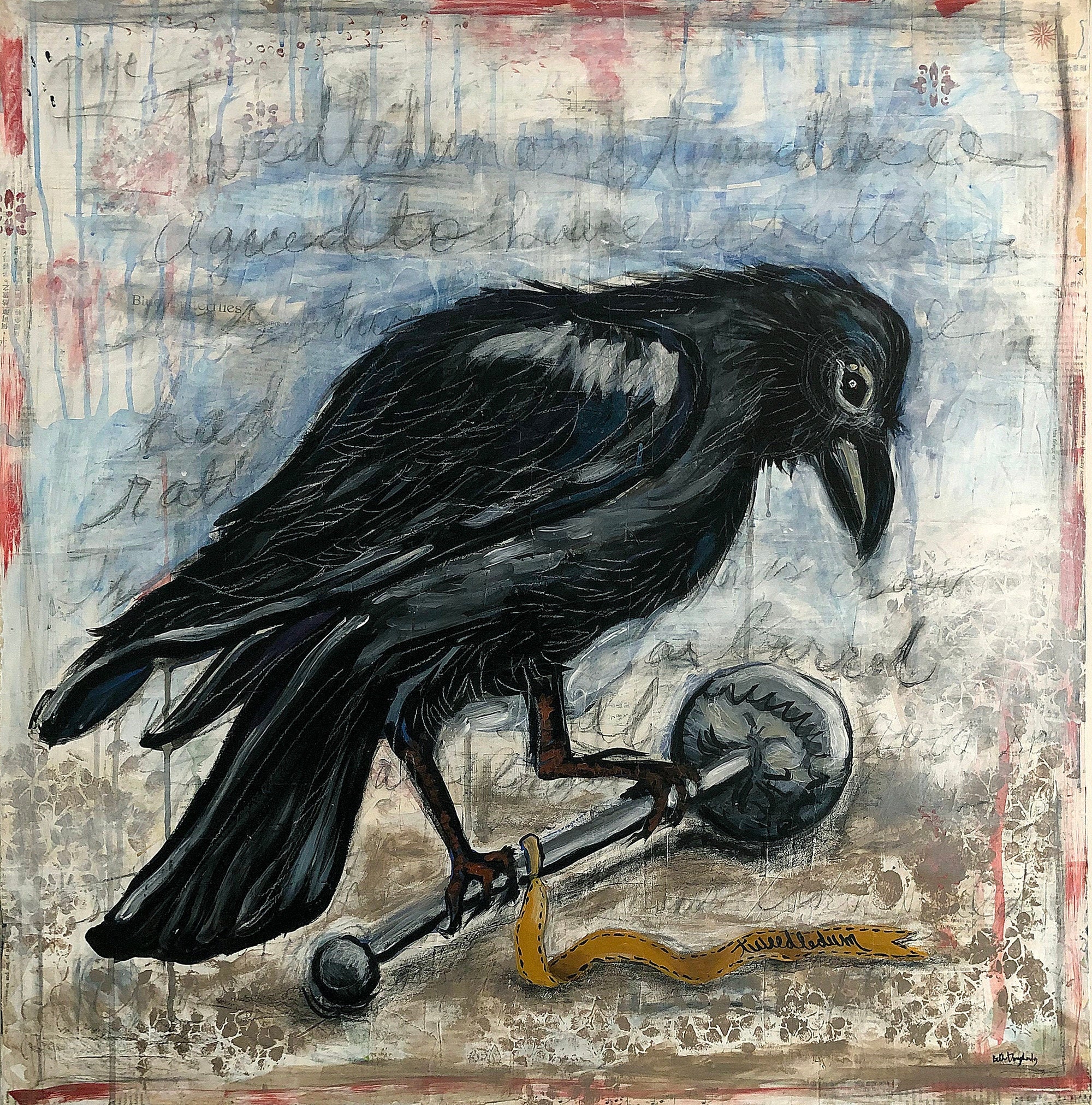 Crow Original Painting From Alice in Wonderland Tweedledum - Etsy UK