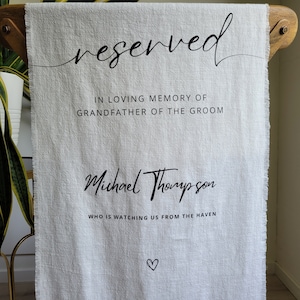 RESERVED Memorial Chair Sign, Memorial Wedding Sign, Wedding Fabric ...