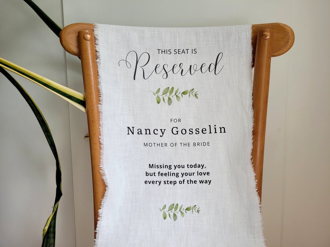 RESERVED SEAT Memorial Chair Sign, Memorial Wedding Sign, Wedding ...