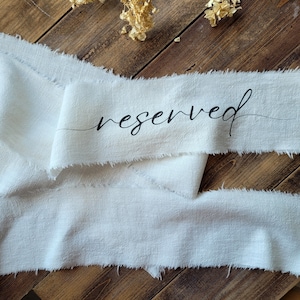 RESERVED Chair Ribbon, Memorial Wedding Sign, Wedding Fabric Sign ...