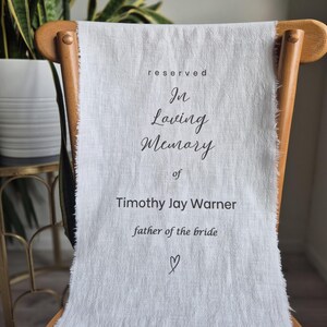 RESERVED IN MEMORY Chair Sign, Memorial Wedding Sign, Wedding Sign ...