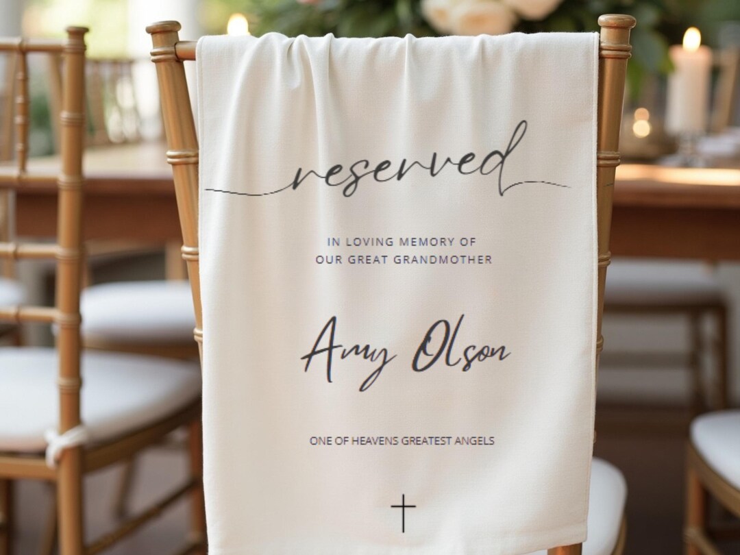RESERVED Remembrance Chair Sign, Memorial Wedding Sign, Wedding Fabric ...