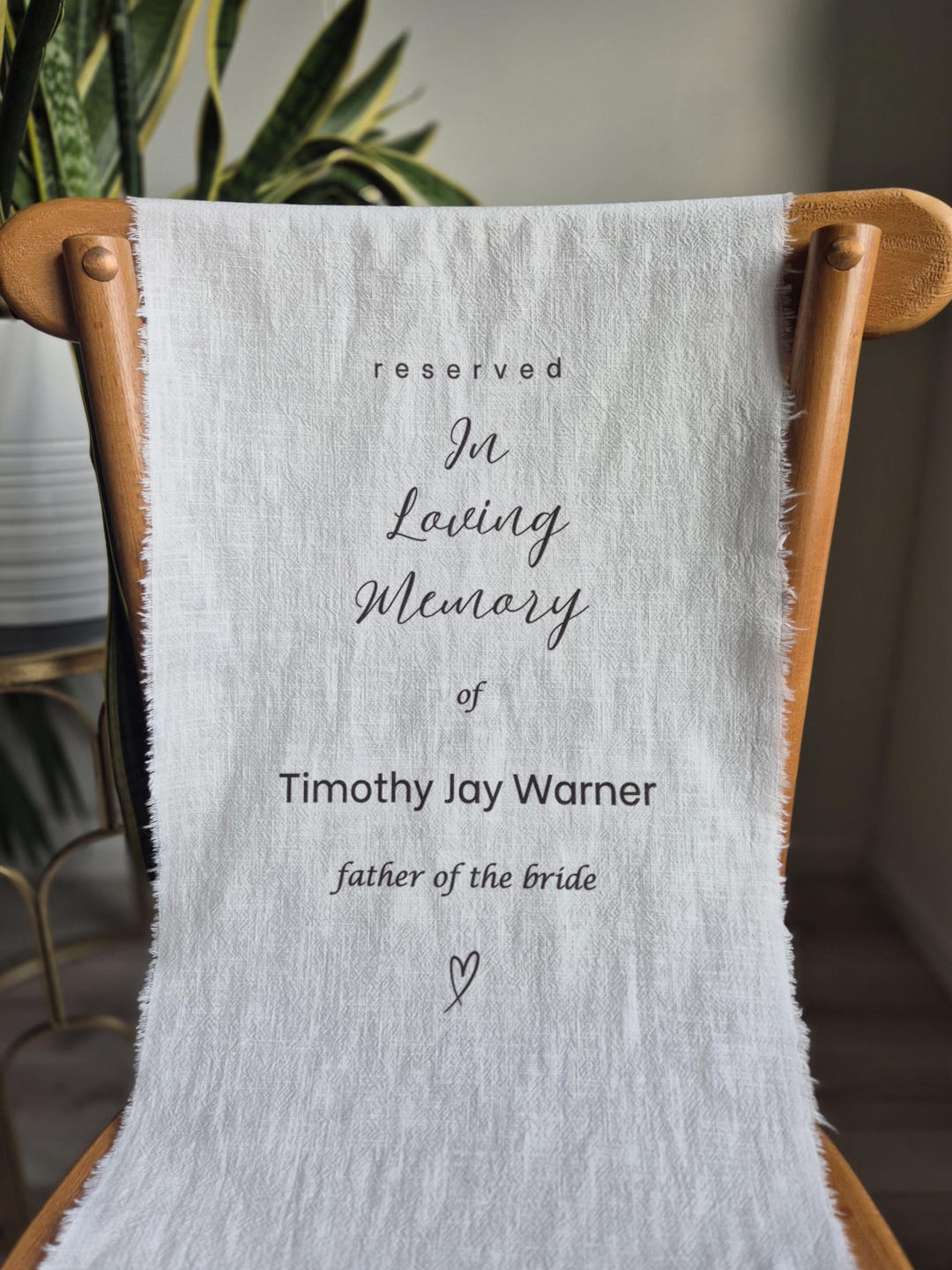 RESERVED IN MEMORY Chair Sign, Memorial Wedding Sign, Wedding Sign ...