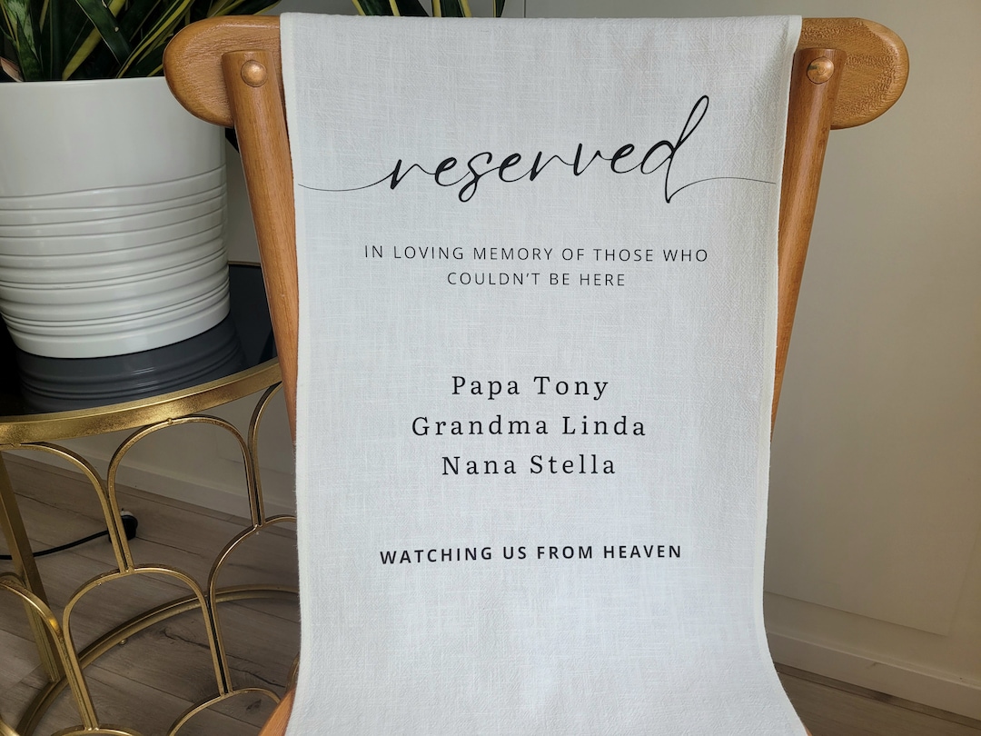 RESERVED Memorial Chair Sign, Memorial Wedding Sign, Wedding Fabric ...
