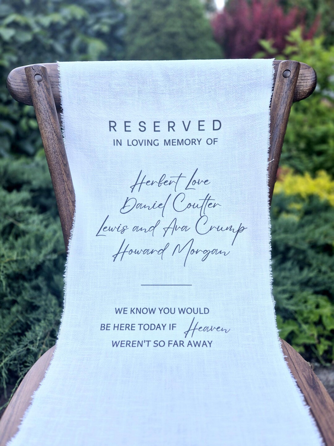 RESERVED Memorial Chair Sign, Memorial Wedding Sign, Wedding Fabric ...