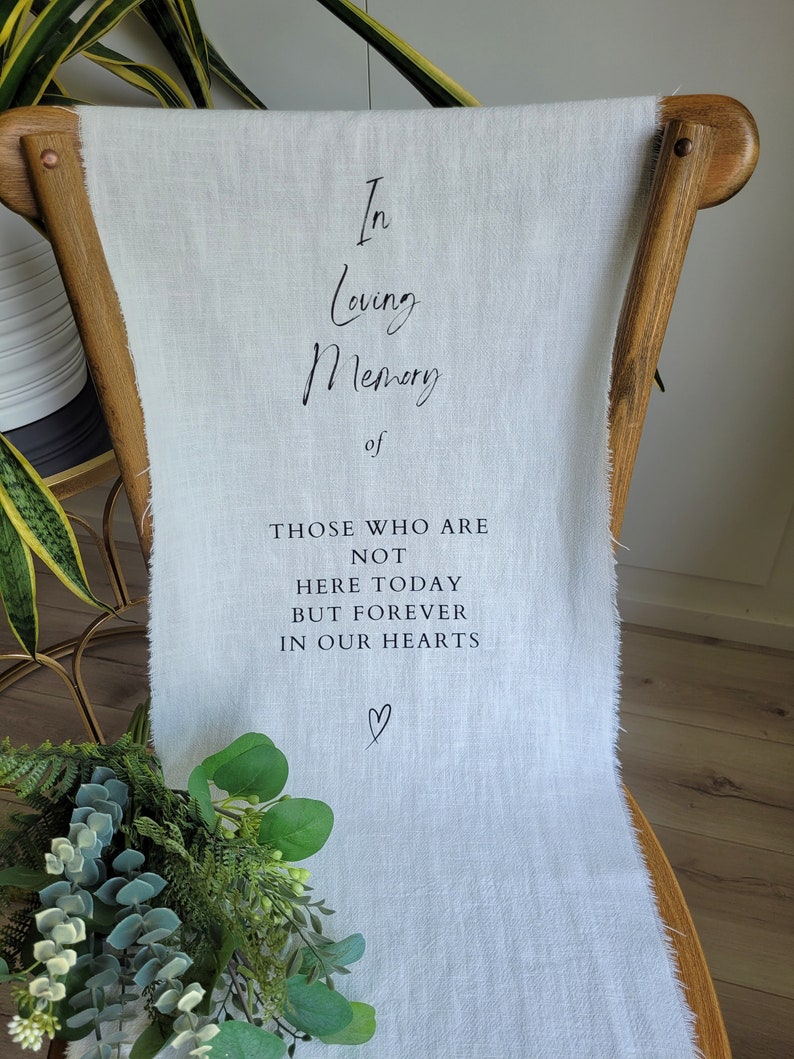 IN LOVING MEMORY Chair Sign, Memorial Wedding Sign, Wedding Fabric Sign ...