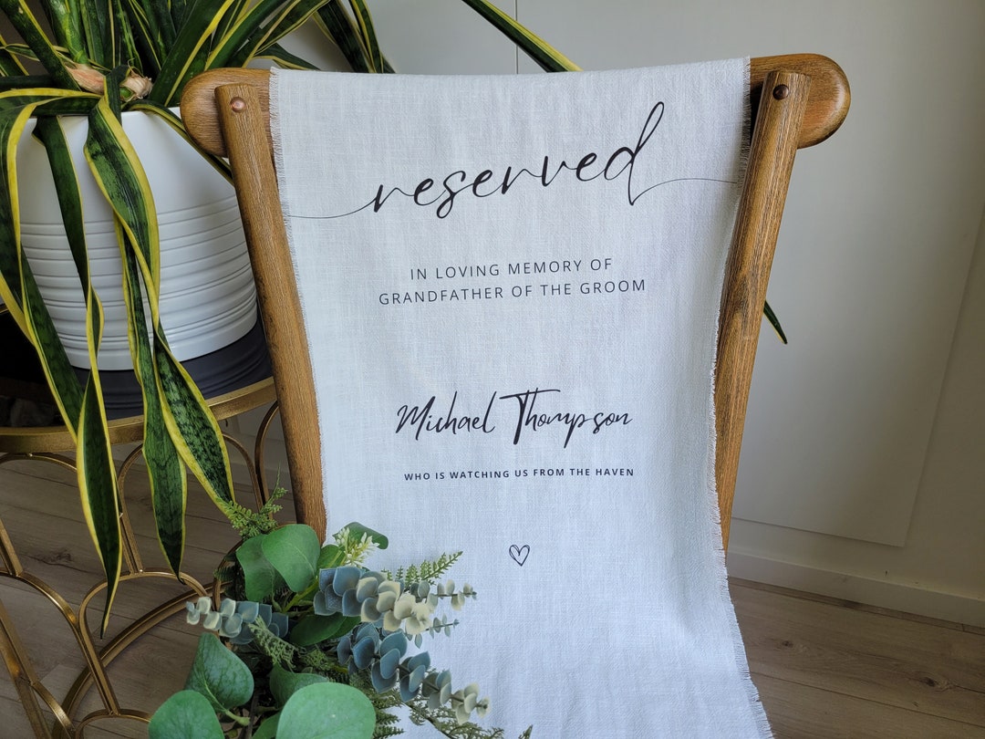RESERVED Memorial Chair Sign, Memorial Wedding Sign, Wedding Fabric ...