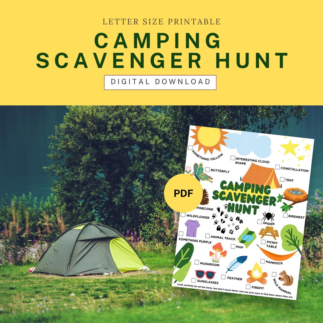 Camping Scavenger Hunt Printable - Summer Nature Journal Page, RV ...